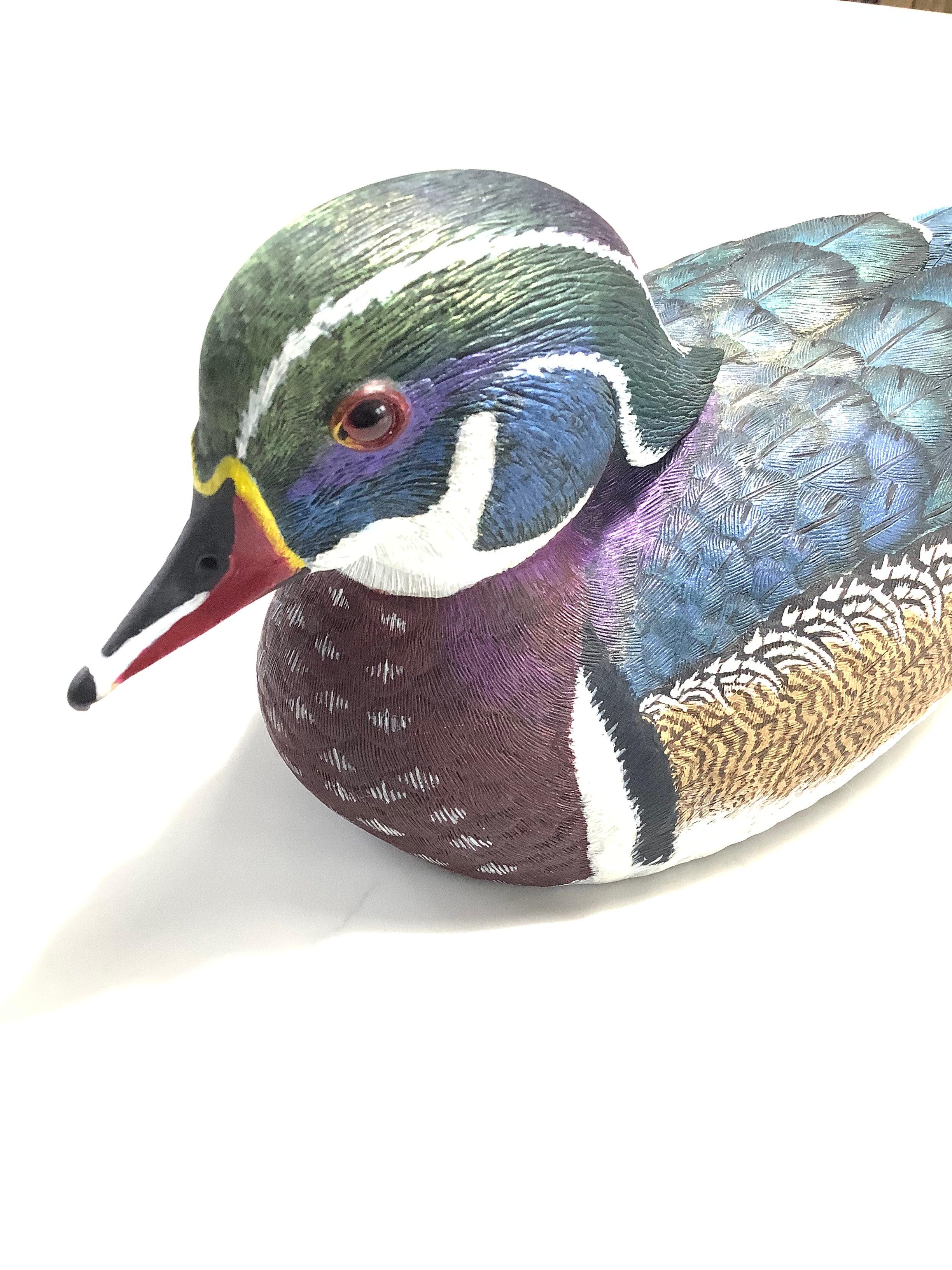 Hand Carved Painted WOOD DUCK By Master Carver Colin Clark BDWCA Award ...